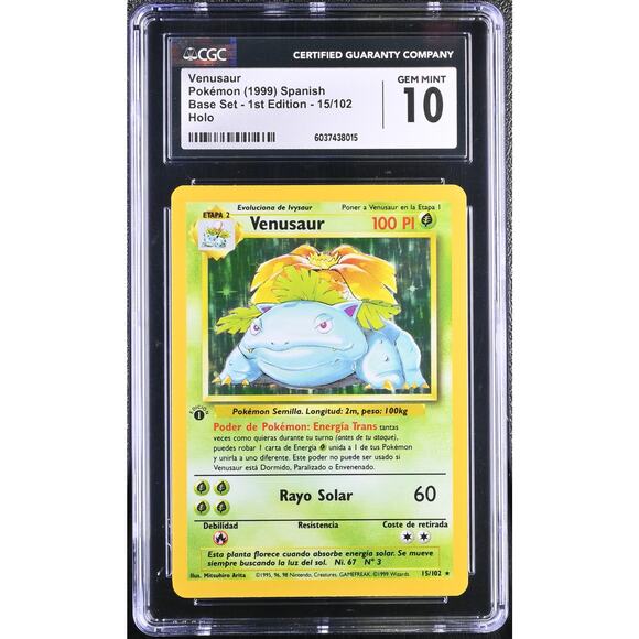 Pokemon | Other | Cgc Gem Mint Venusaur 1st Edition 15102 Pokemon Spanish Base Set Psabgs | Poshmark